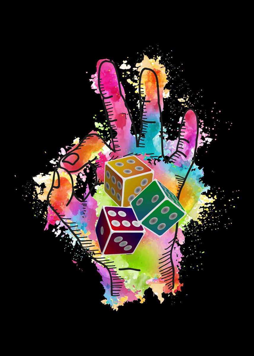 'Dice' Poster, picture, metal print, paint by Cat Coconut Galery | Displate