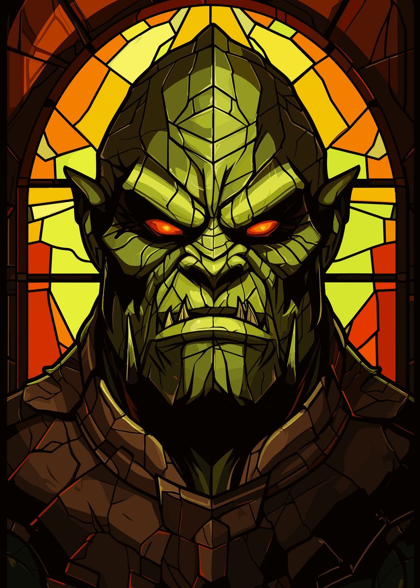 'Orc Warrior Stained Glass' Poster, picture, metal print, paint by ...