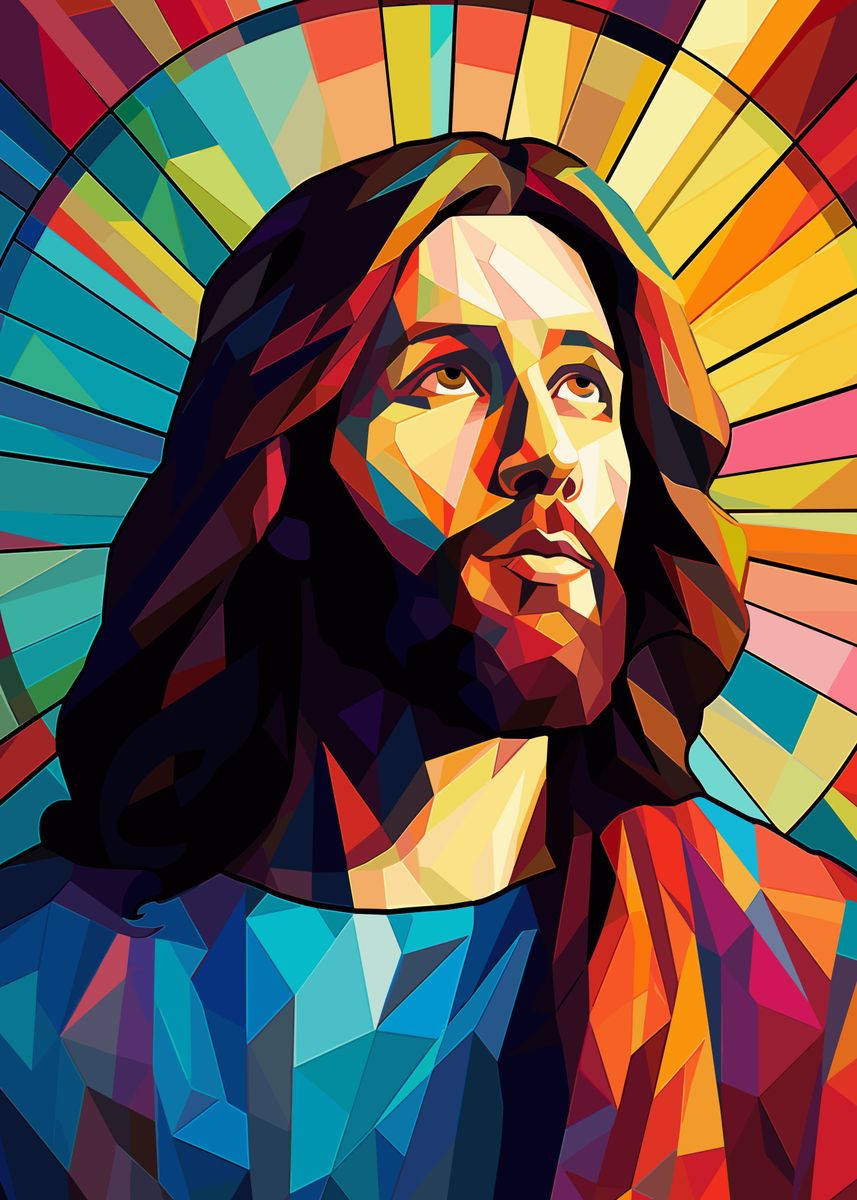'Jesus Christ Stained Glass' Poster, picture, metal print, paint by ...