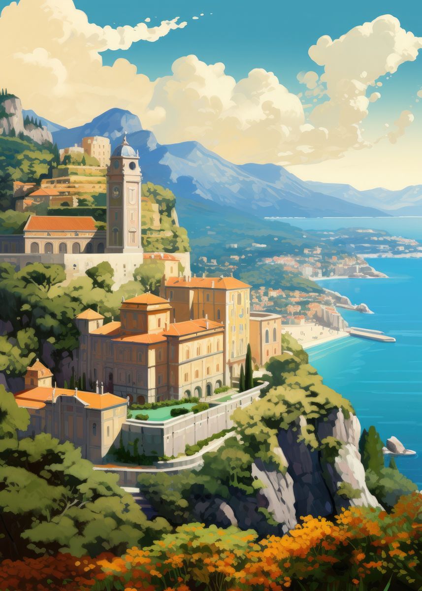 'Monaco Landscape' Poster, picture, metal print, paint by Shaon Khalid ...