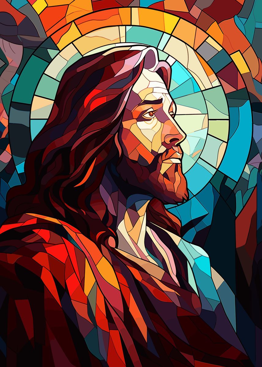 'Jesus Christ Stained Glass' Poster, picture, metal print, paint by ...