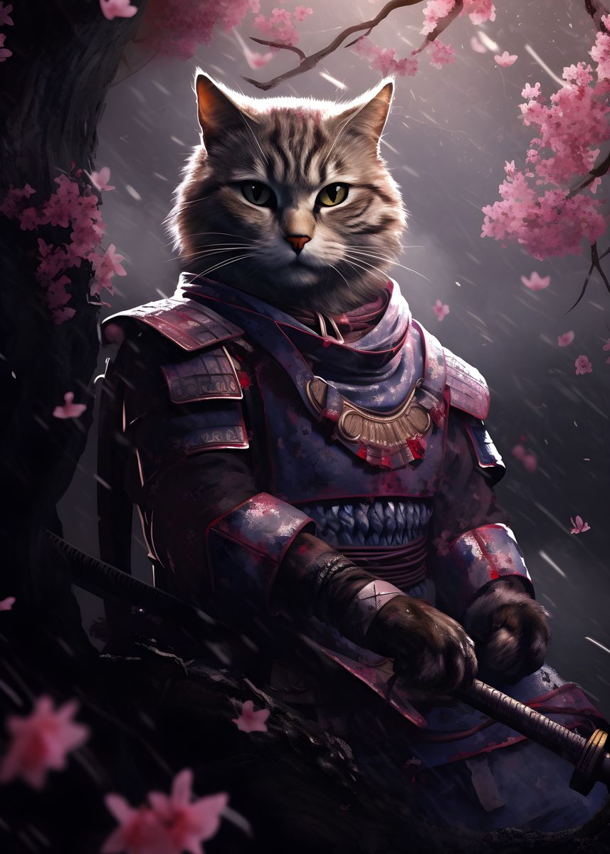 'Noble Japanese Cat' Poster, picture, metal print, paint by Chris Nolan ...