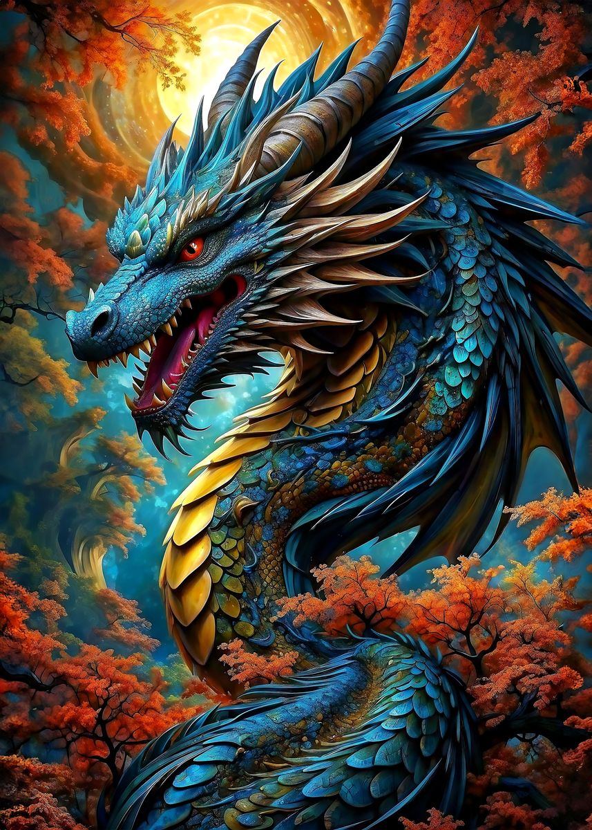 'Colorful Serpent Dragon' Poster, picture, metal print, paint by ...