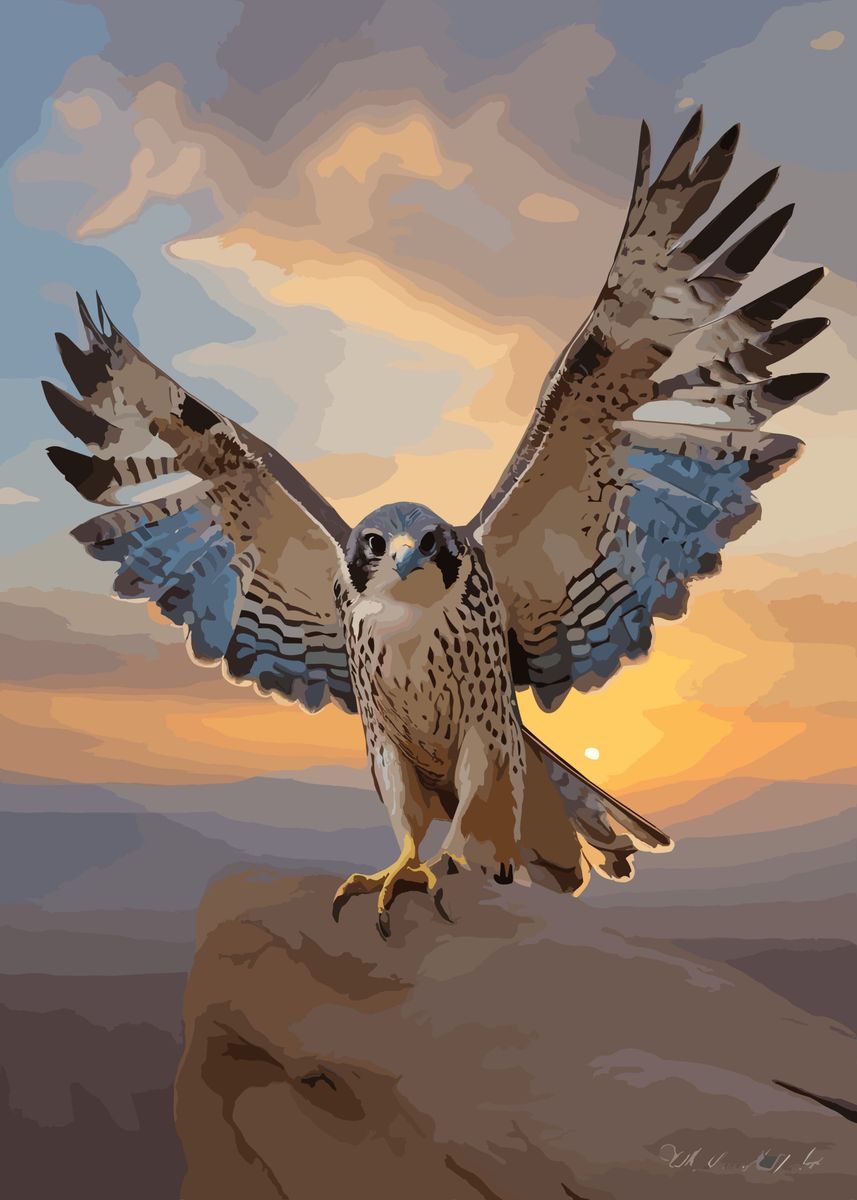 'The majestic Saker Falcon ' Poster, picture, metal print, paint by ...
