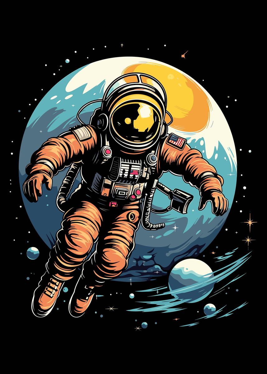 'Spaceman' Poster, picture, metal print, paint by VintageVoyage | Displate