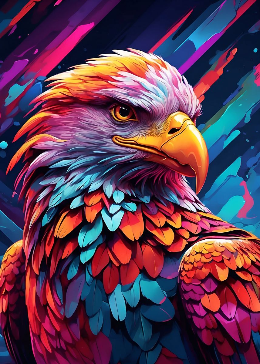 'Eagle Neon Color' Poster, picture, metal print, paint by Ady Nue ...