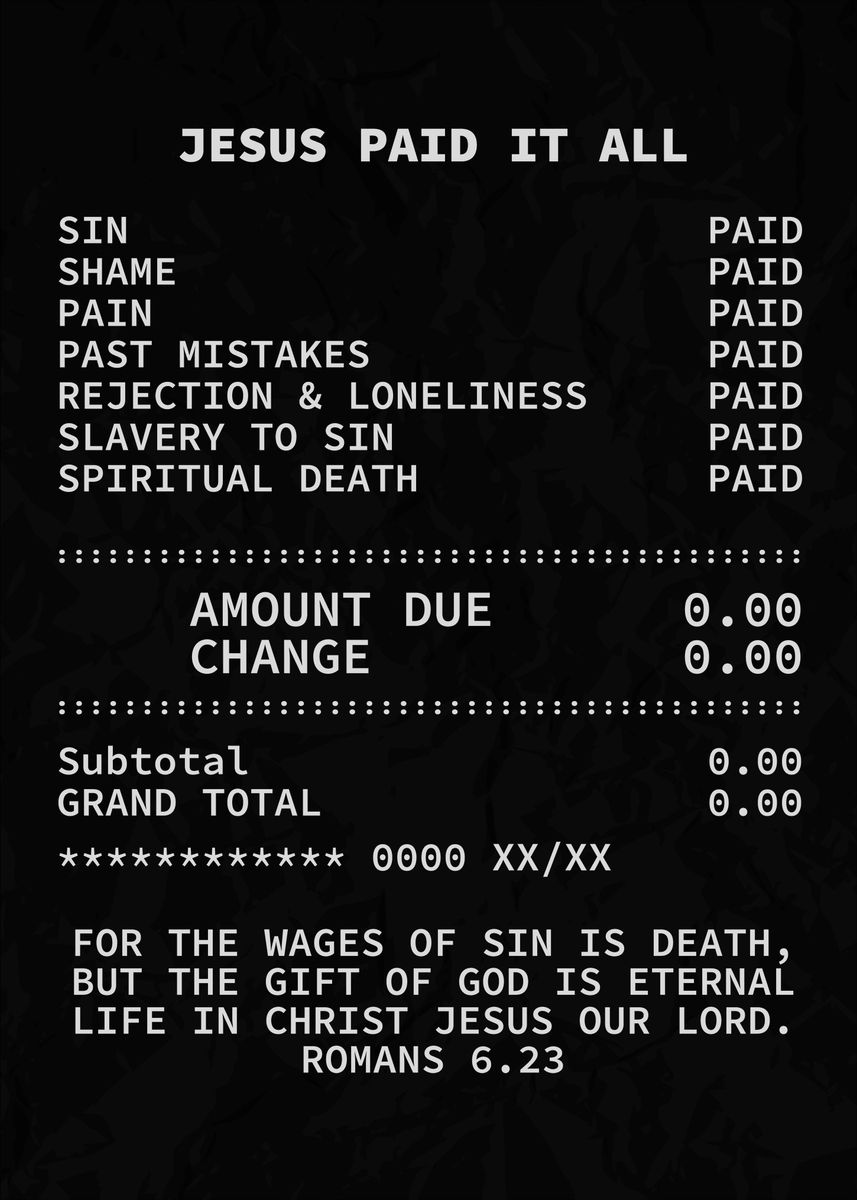 'Jesus Paid it All' Poster, picture, metal print, paint by Phil | Displate
