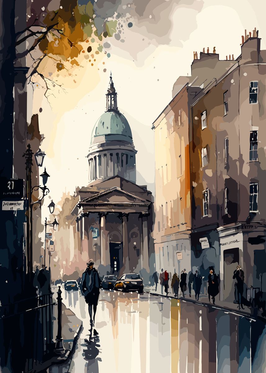 'Dublin Watercolor Painting' Poster, picture, metal print, paint by ...