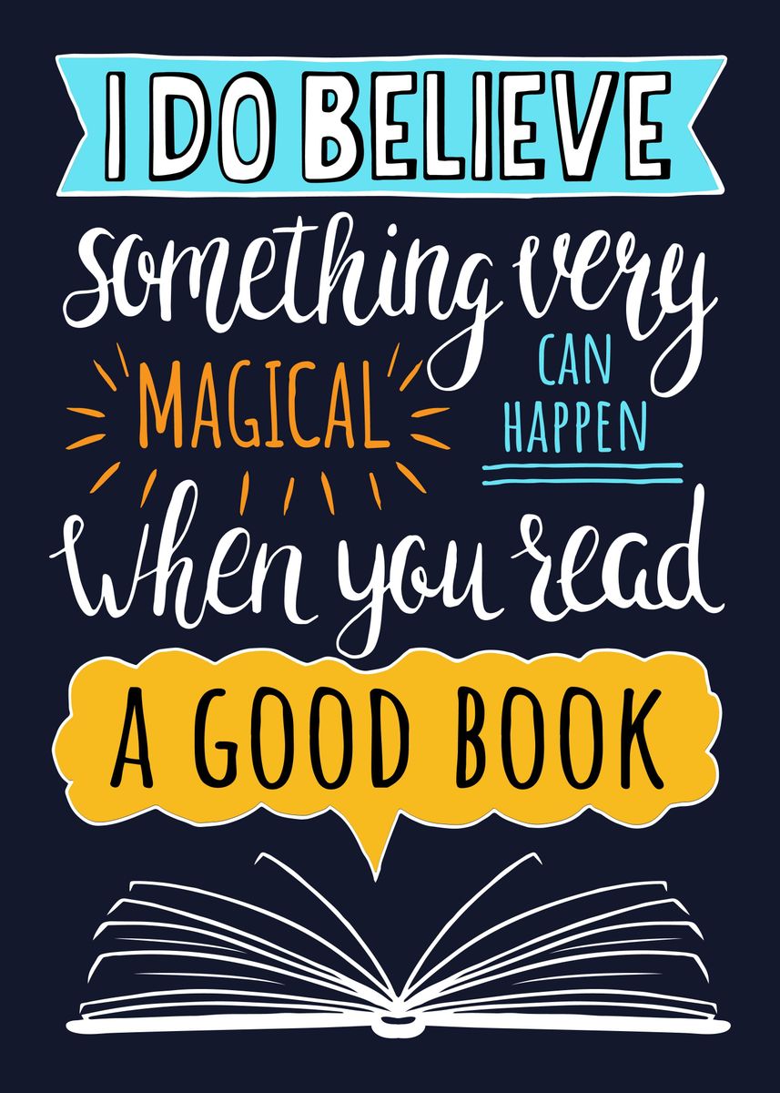 'Book Lover Reading Quote' Poster, picture, metal print, paint by ...