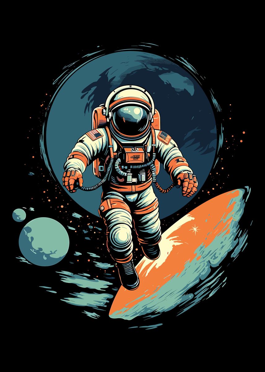 'Spaceman' Poster, picture, metal print, paint by VintageVoyage | Displate