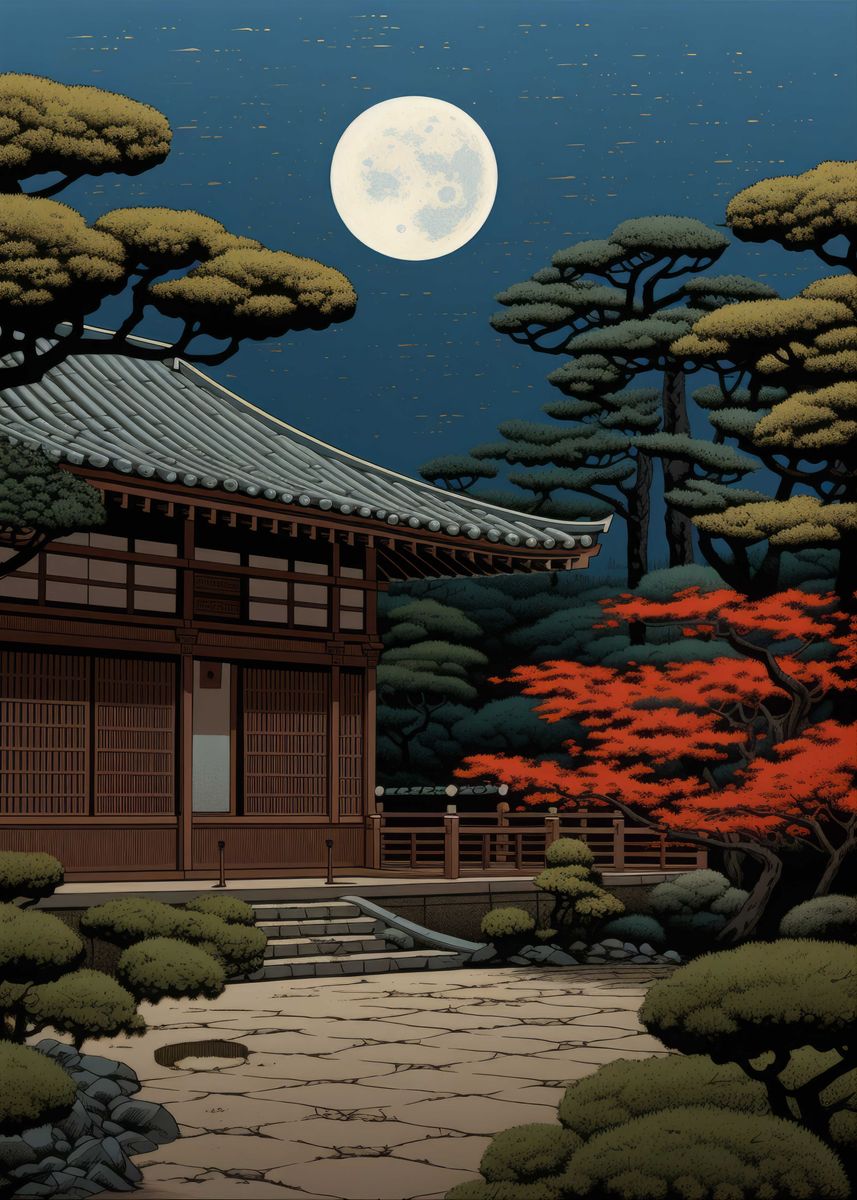 'Night Dojo Painting' Poster, picture, metal print, paint by Mason ...