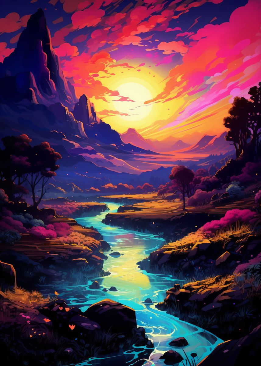 'Psychedelic Sky' Poster, picture, metal print, paint by Cybronauts ...