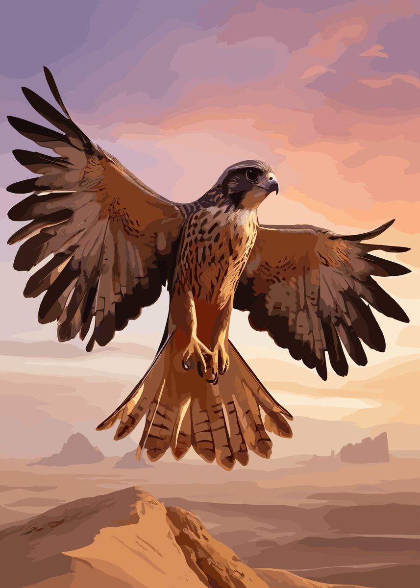 'A soaring falcon' Poster, picture, metal print, paint by Ghanemaz | Displate