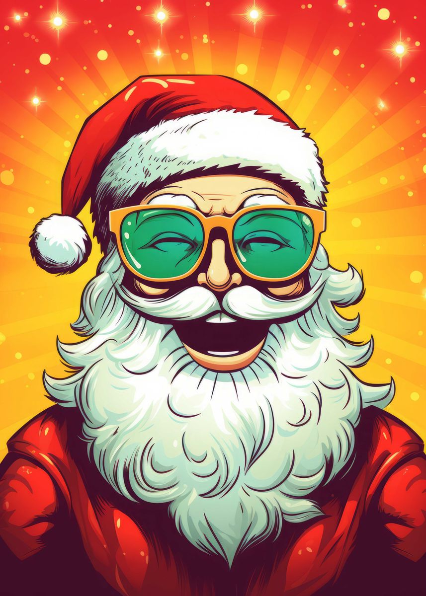 'Santa Christmas Vibes' Poster, picture, metal print, paint by Ray ...