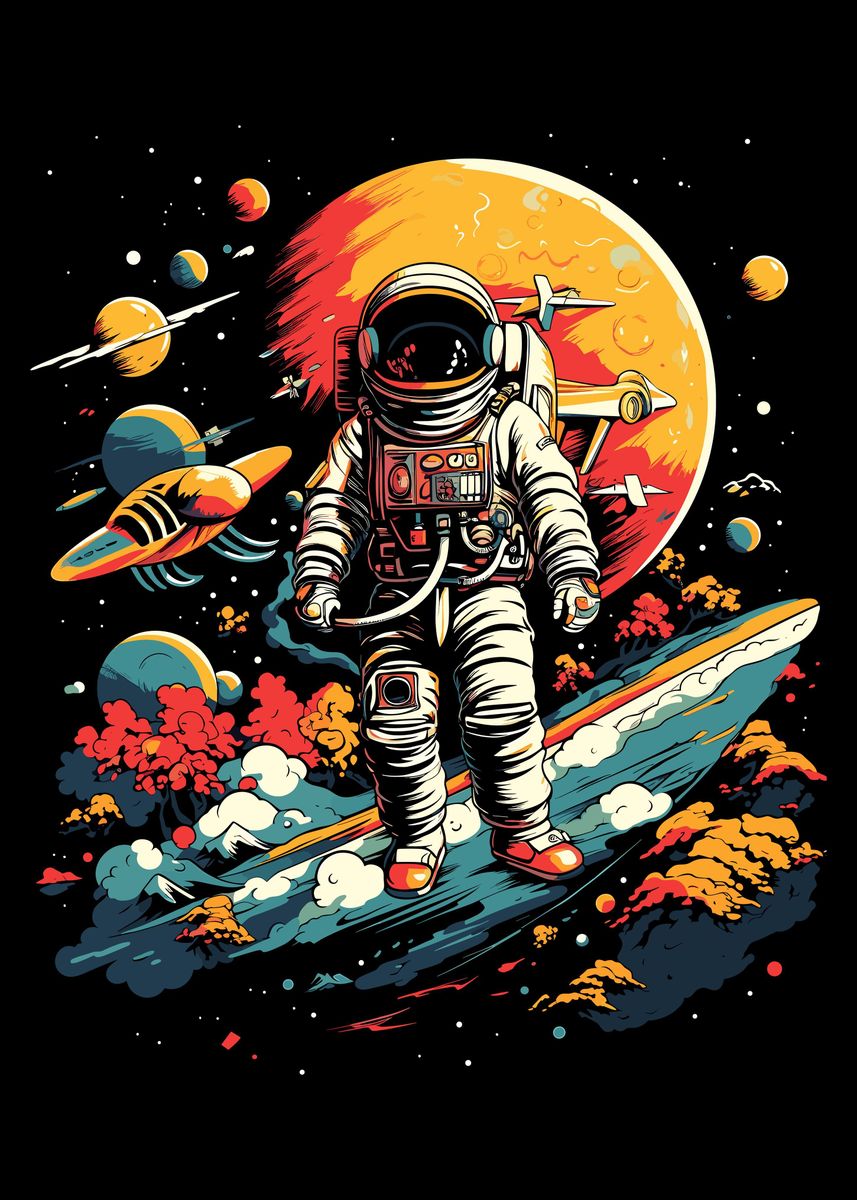 'Spaceman' Poster, picture, metal print, paint by VintageVoyage | Displate