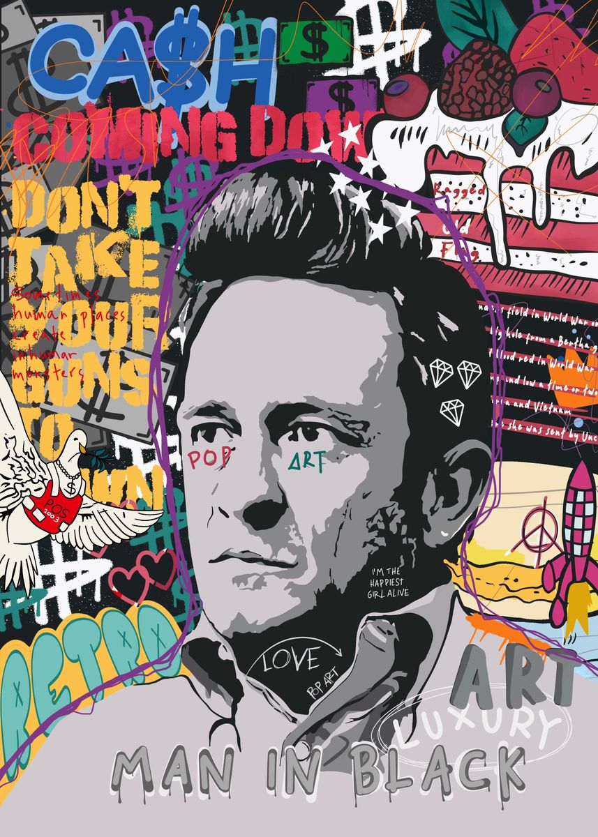 'Cash pop art abstract' Poster, picture, metal print, paint by Mild pic ...