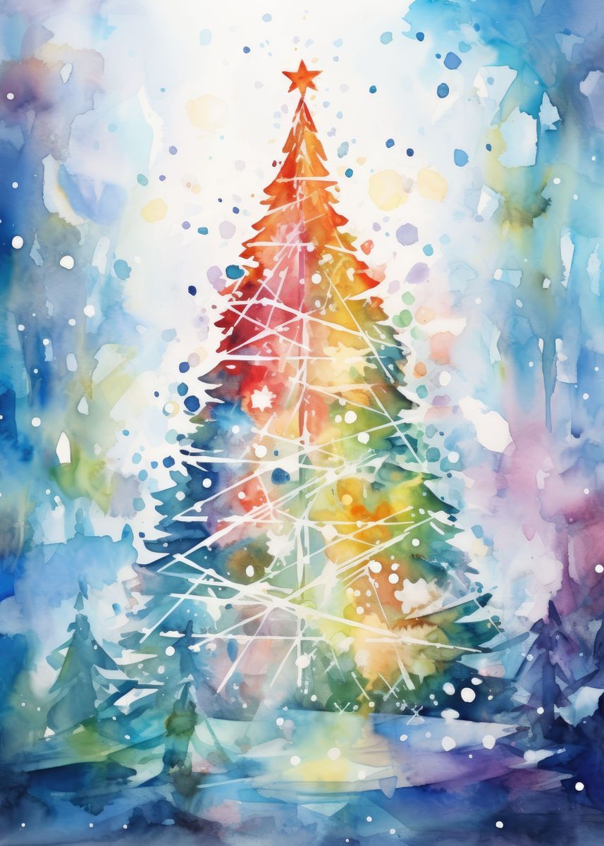 'Watercolor Christmas Tree' Poster, picture, metal print, paint by ...