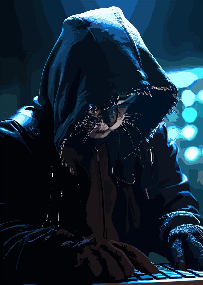 'cyber punk cat' Poster, picture, metal print, paint by TsabitQeis ...