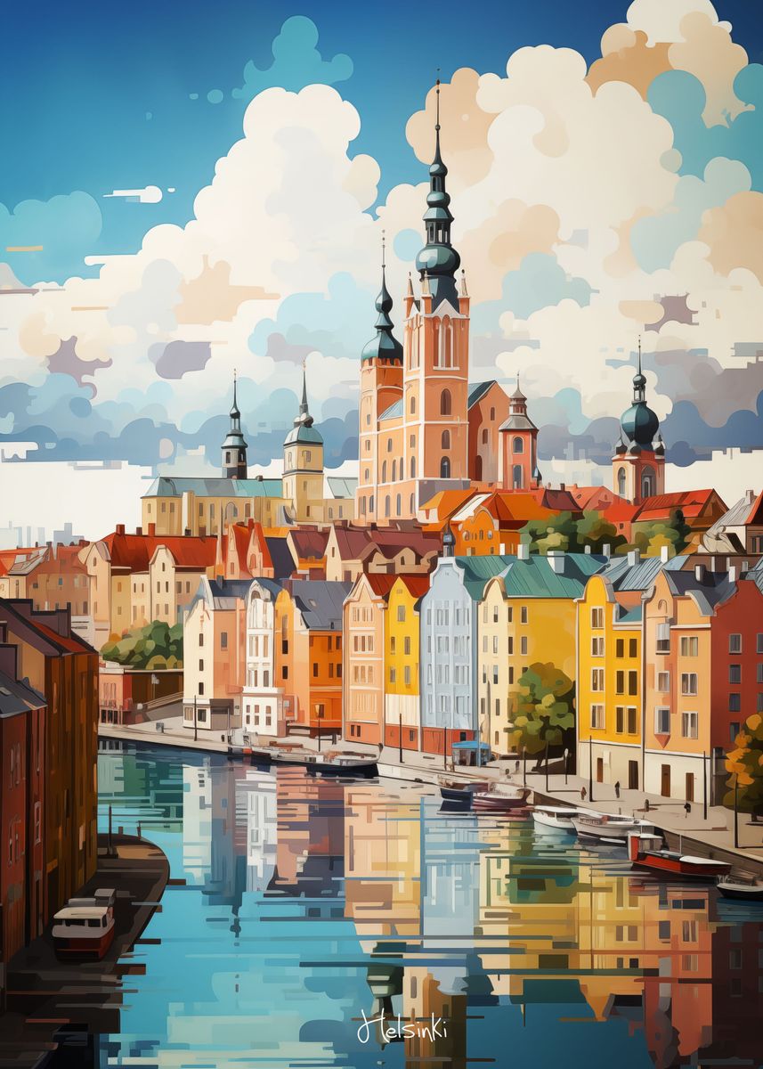 'HELSINKI Oil Painting' Poster, picture, metal print, paint by Mehdi ...