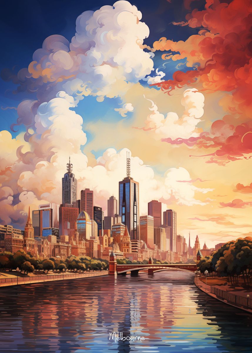 'MELBOURNE Oil Painting' Poster, picture, metal print, paint by Mehdi ...