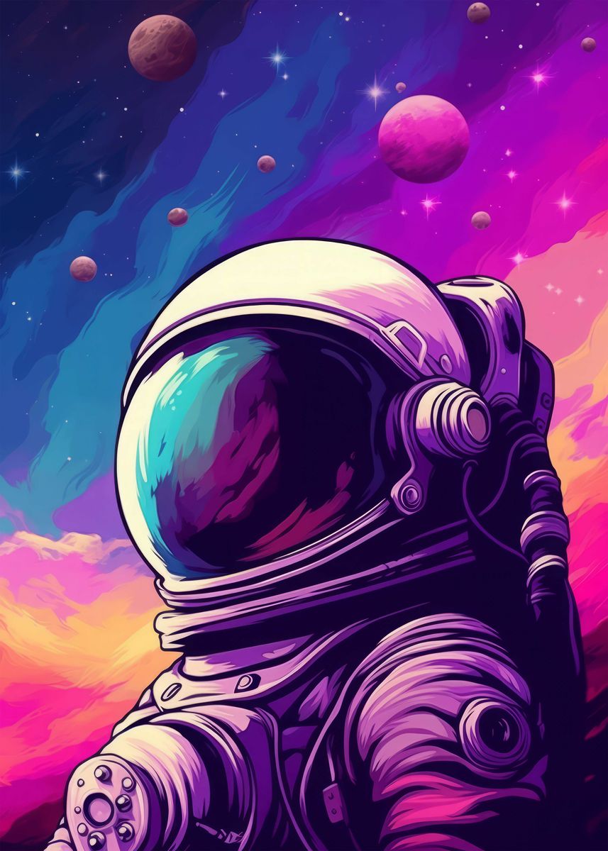 'Space Astronaut Retro' Poster, picture, metal print, paint by Oliver ...