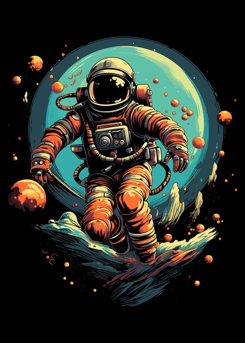 'Spaceman' Poster, picture, metal print, paint by VintageVoyage | Displate