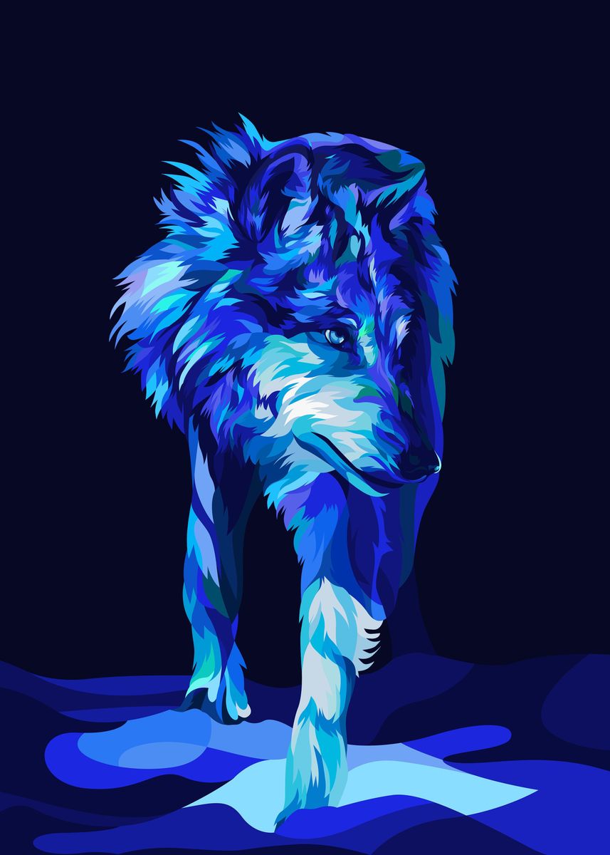 'Blue Wolf' Poster, picture, metal print, paint by ISA TERESA | Displate