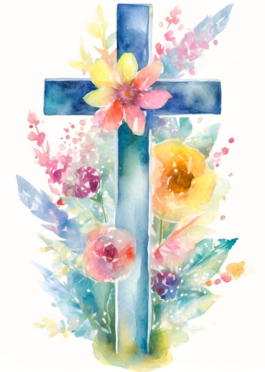 'Flower Cross vs6' Poster, picture, metal print, paint by Sycaid | Displate