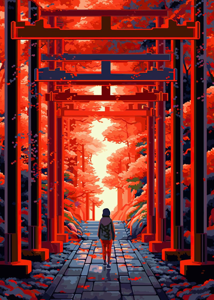 'fushimi inari shrine kyoto' Poster, picture, metal print, paint by ...
