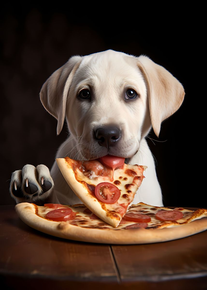 'Labrador Retriever Pizza' Poster, picture, metal print, paint by ...
