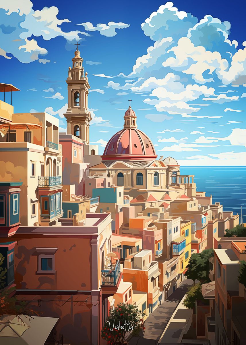 'VALETTA Oil Painting' Poster, picture, metal print, paint by Mehdi ...