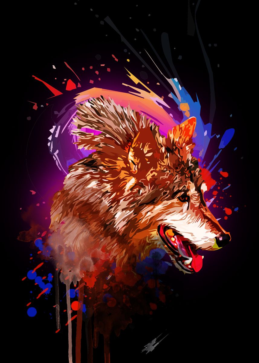 'Wolf Animals 5' Poster, picture, metal print, paint by hanif robani ...