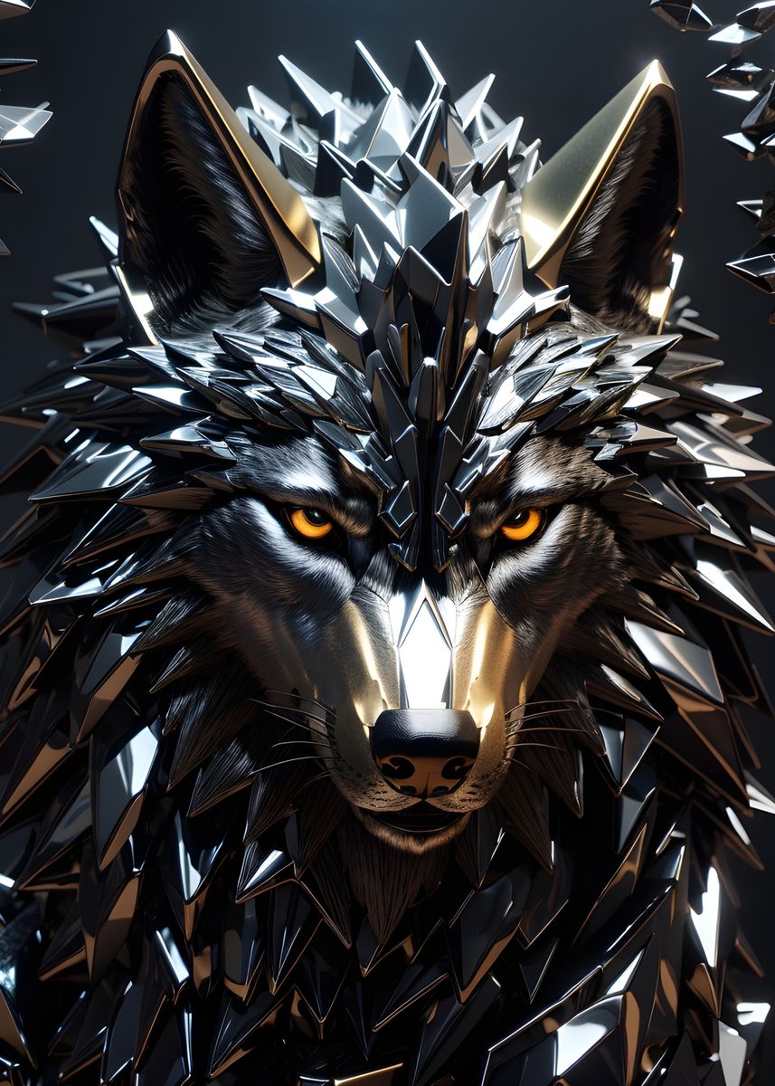 'Wolf metallic silver' Poster, picture, metal print, paint by Ayen ...