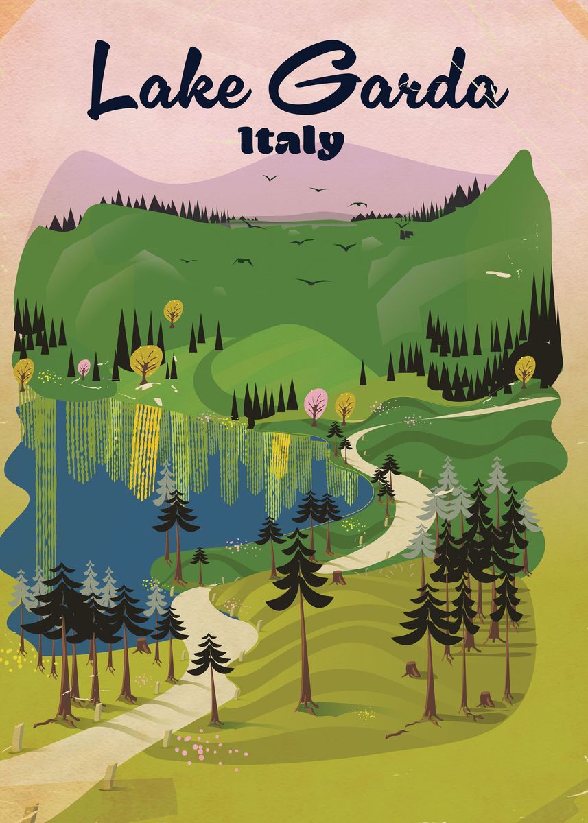 'Lake Garda' Poster, picture, metal print, paint by David Green | Displate