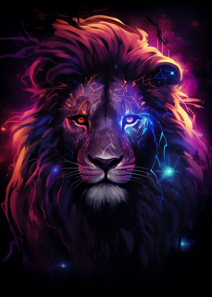 'magical lion' Poster, picture, metal print, paint by AB5 Collections ...