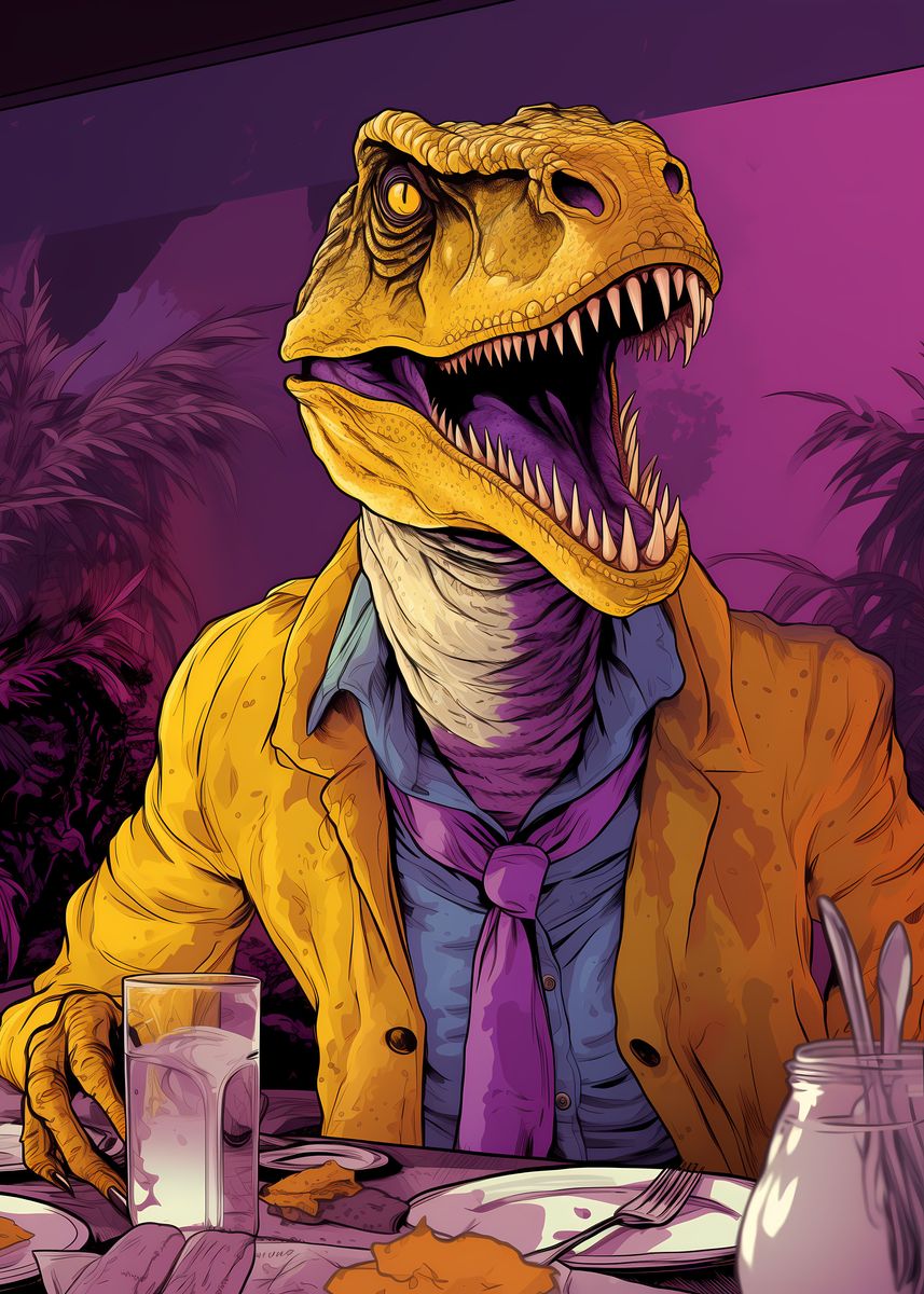 'Afterwork Dinosaur' Poster, picture, metal print, paint by Spooky Blob ...