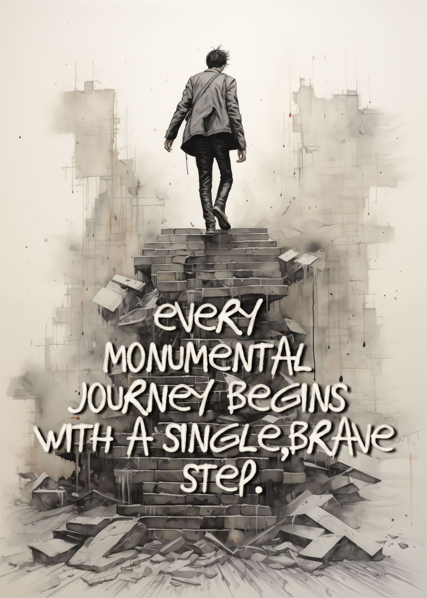 'Giant Steps Motivational' Poster, picture, metal print, paint by ...