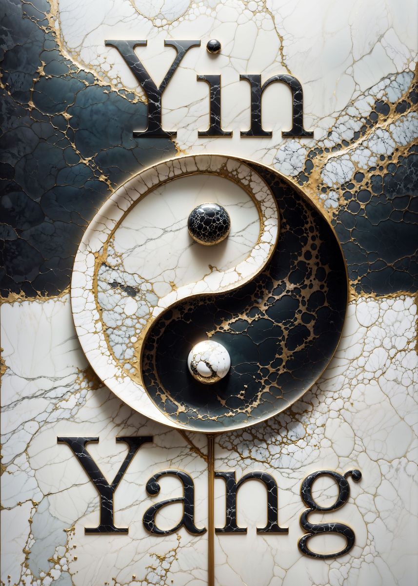 'Yin and Yang Marble' Poster, picture, metal print, paint by DervlexArt ...