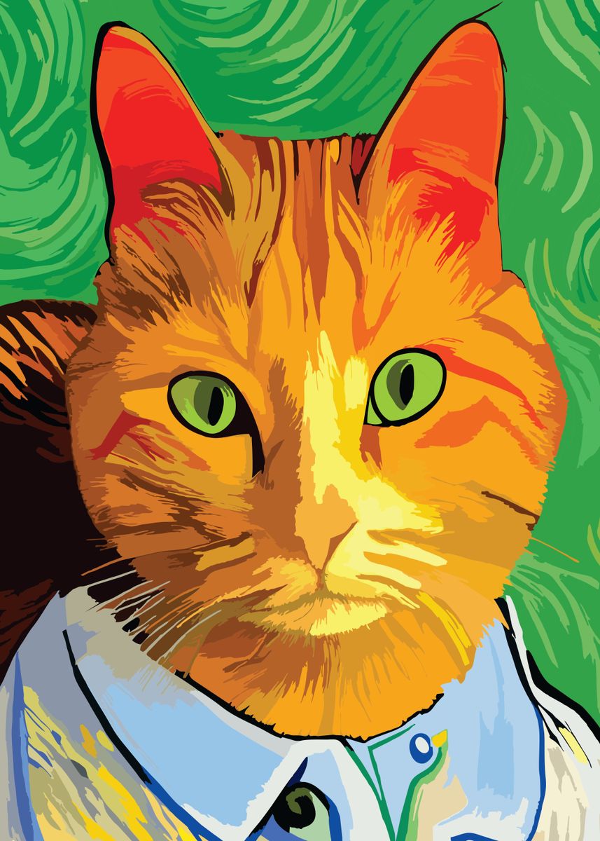 'Van Gogh Cat' Poster, picture, metal print, paint by ALMA Studio ...