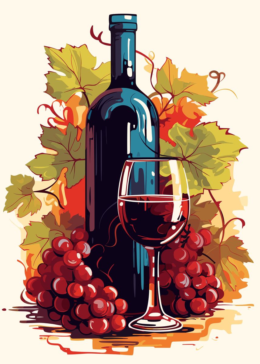 'Red Wine' Poster, picture, metal print, paint by Mesh | Displate
