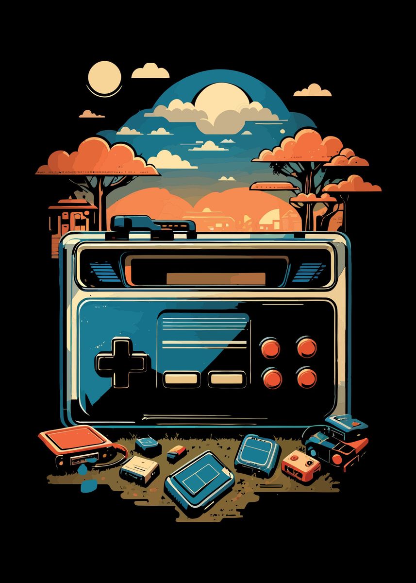 'Retro Joystick' Poster, picture, metal print, paint by Adam | Displate