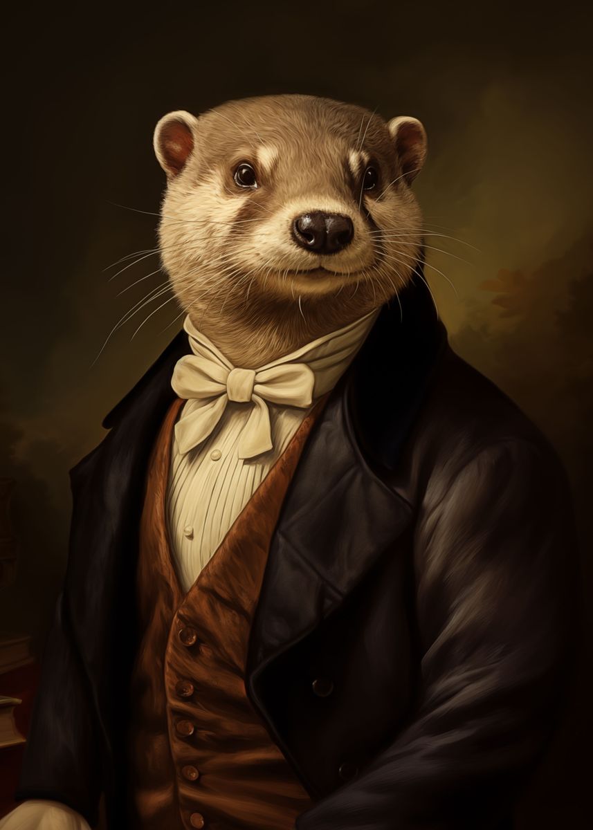 ' Victorian Otter Elegance' Poster, picture, metal print, paint by ...