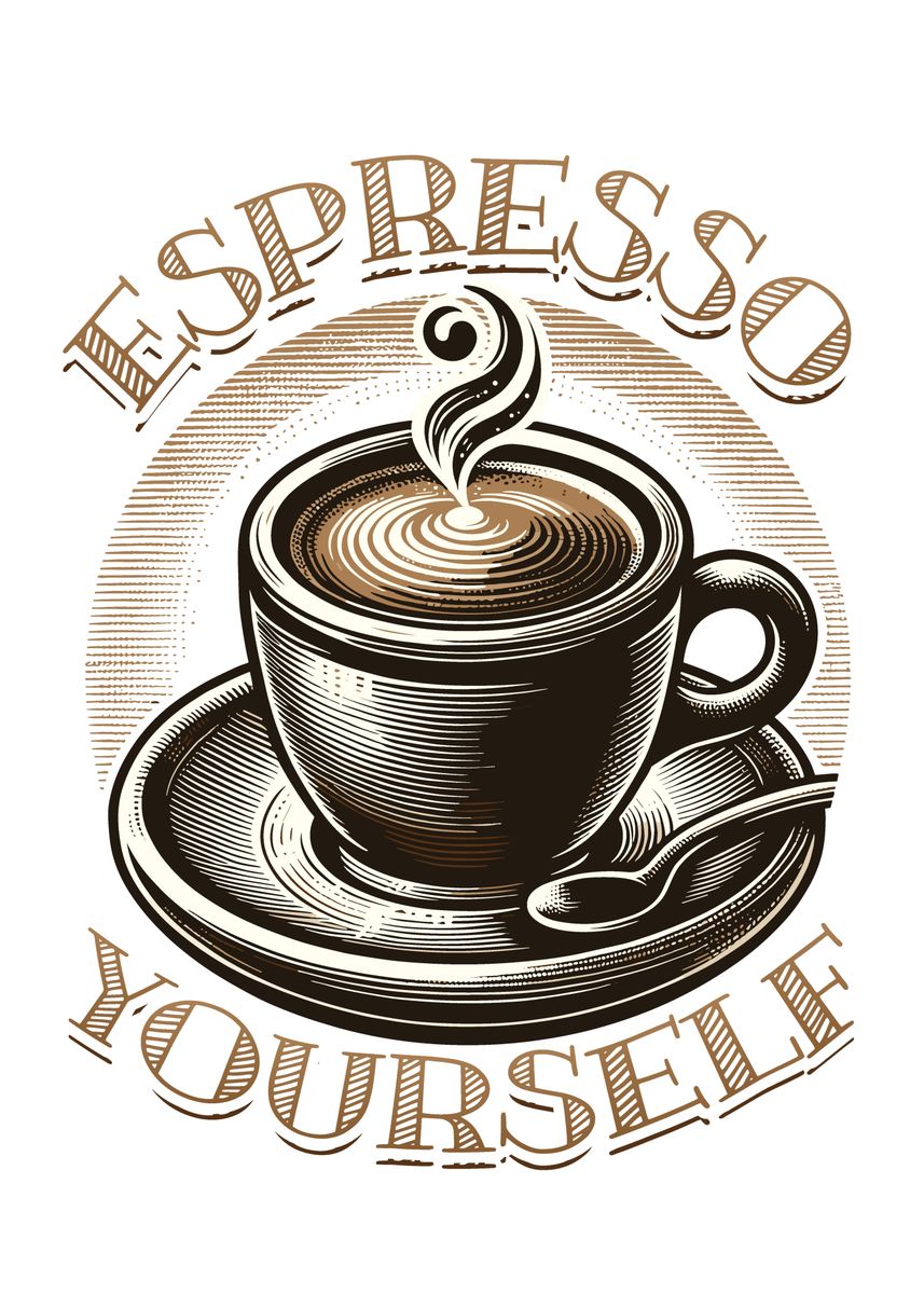 'Espresso Yourself Caffeine' Poster, picture, metal print, paint by ...