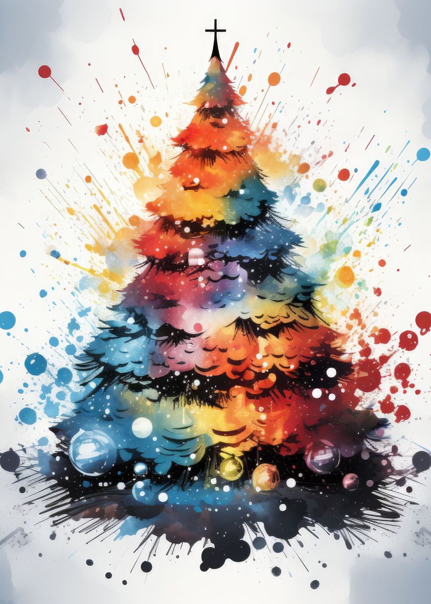 'Watercolor Christmas Tree' Poster, picture, metal print, paint by ...