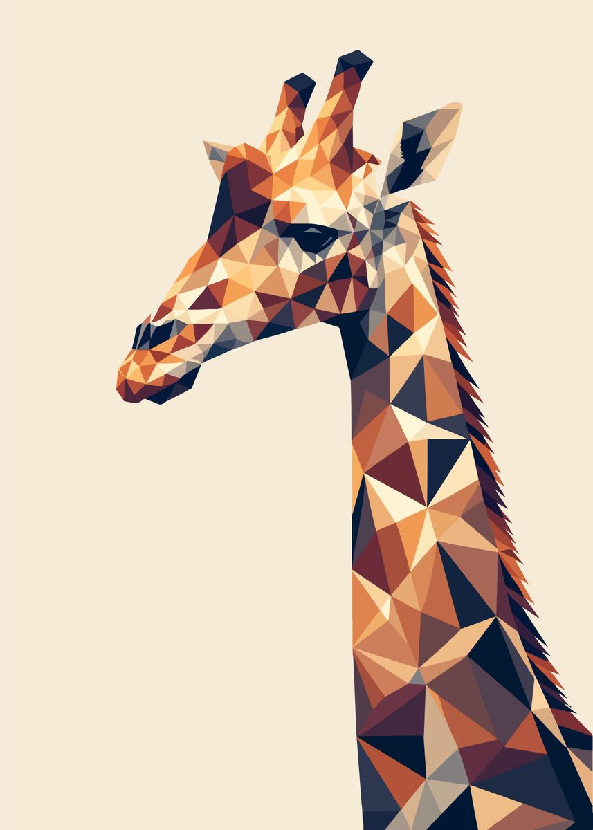 'Geometric Giraffe Portrait' Poster, picture, metal print, paint by ...