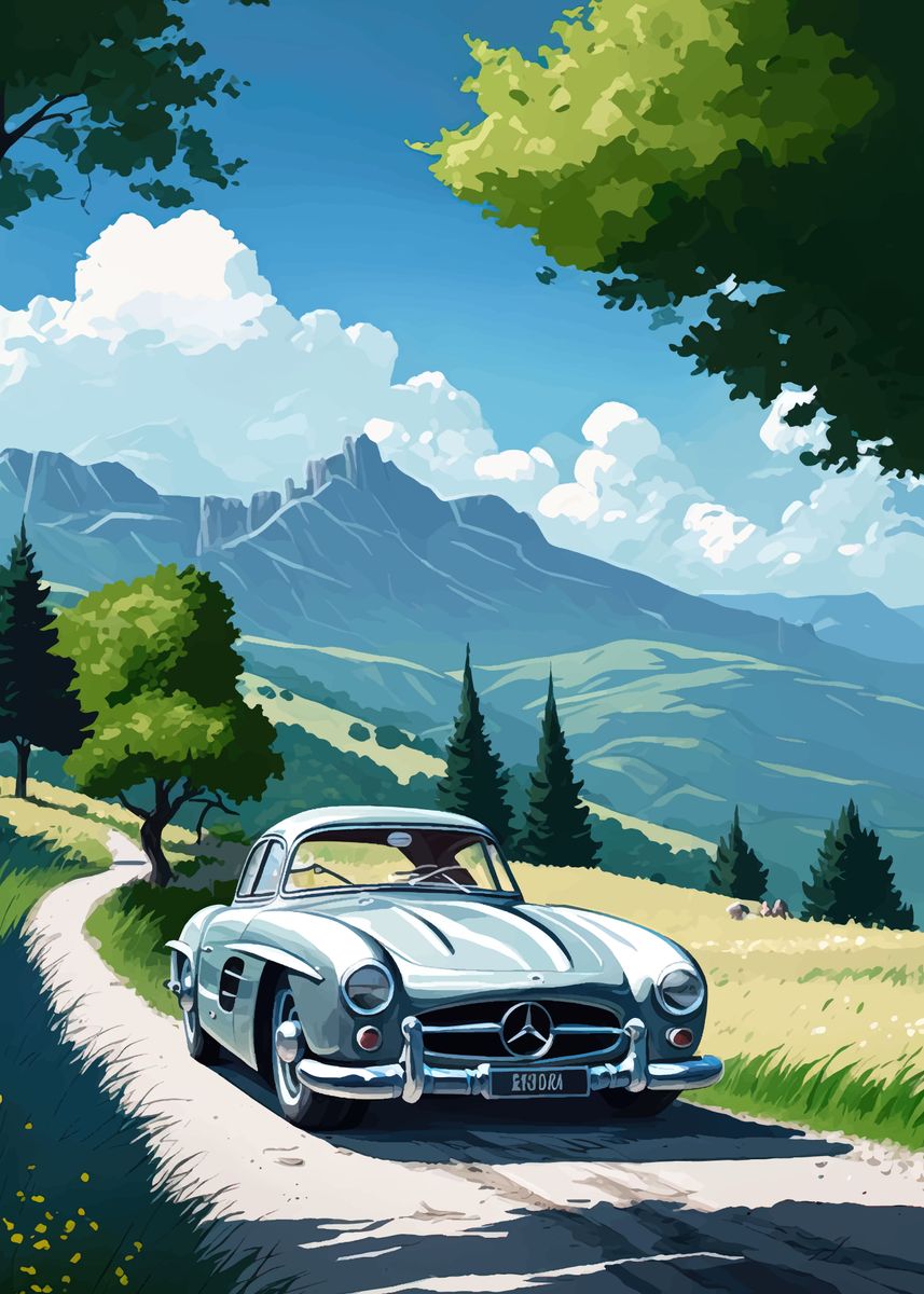 'Nature Car Illustration' Poster, picture, metal print, paint by ...