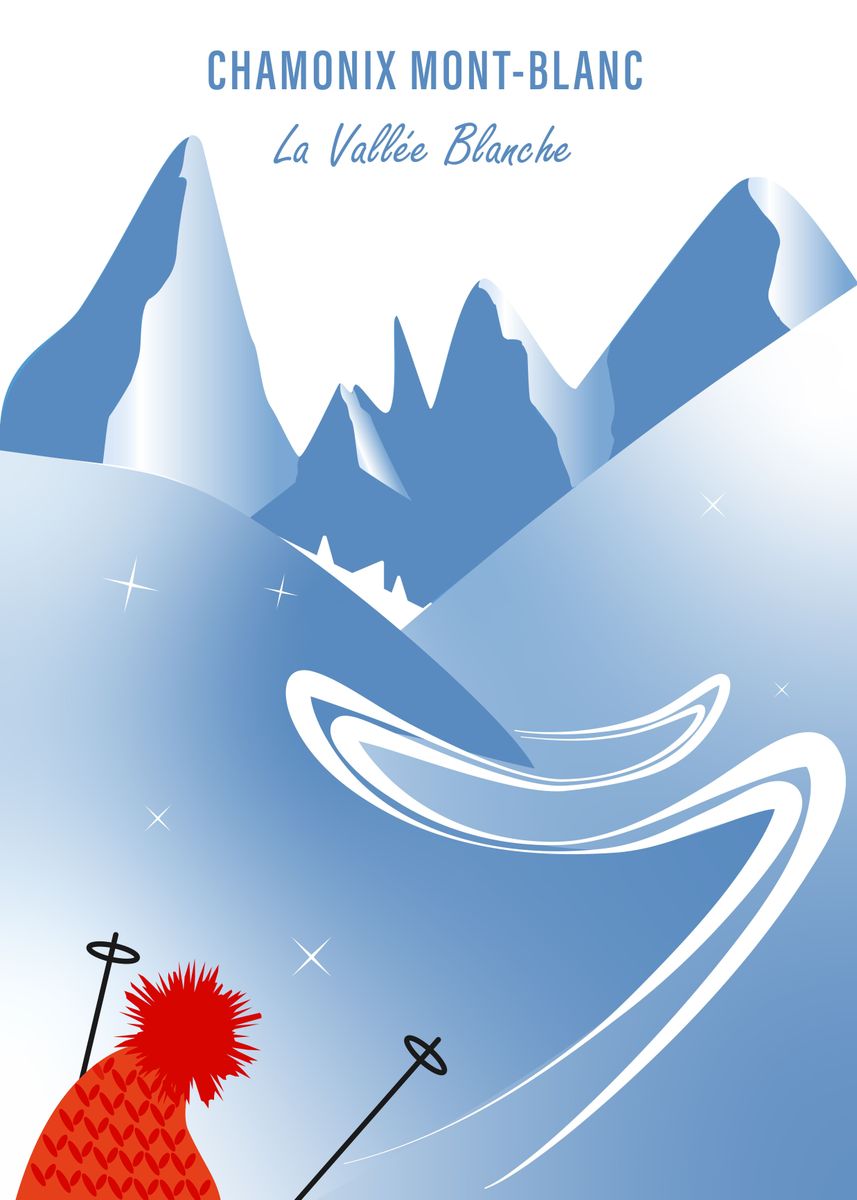 'Chamonix Vallee Blanche' Poster, picture, metal print, paint by ...