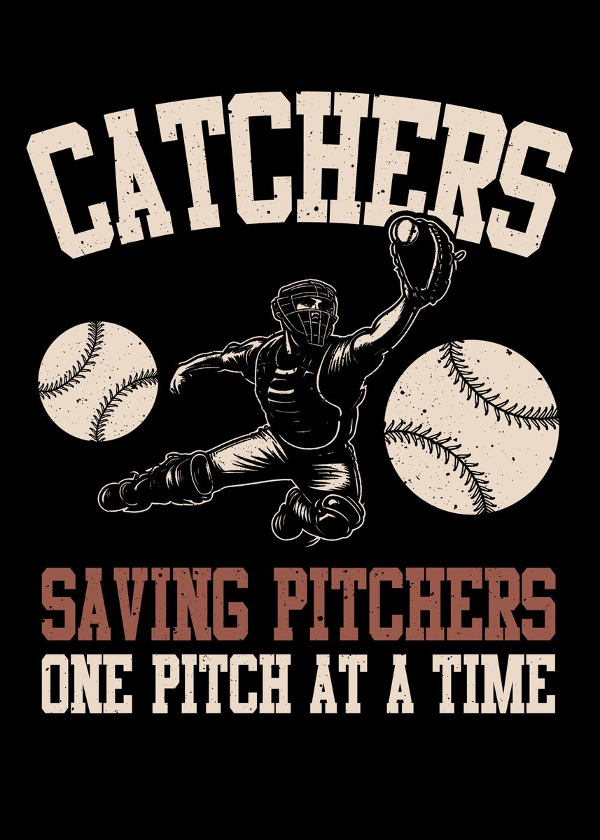 'Funny Baseball Catcher' Poster, picture, metal print, paint by ...