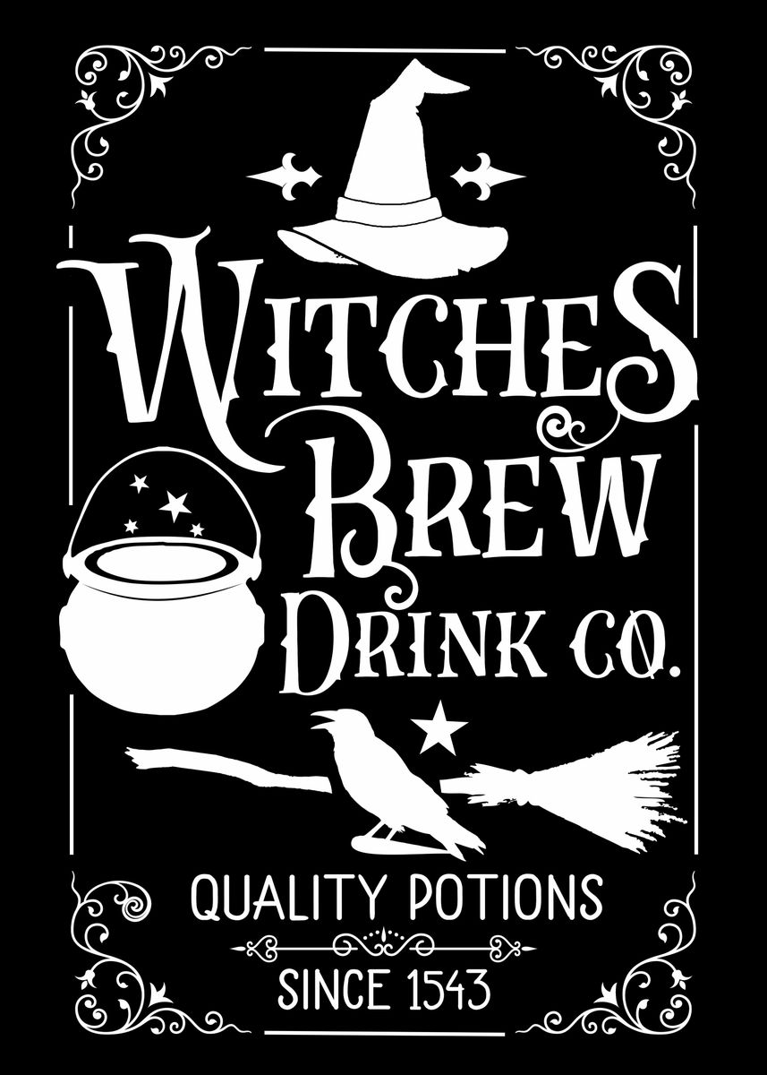 'Witches Brew Drink Co' Poster, picture, metal print, paint by Little ...