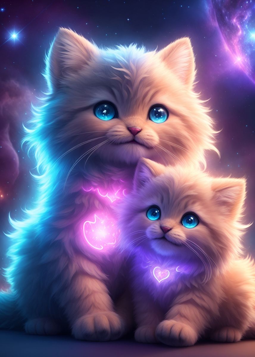 'Colorful kitties' Poster, picture, metal print, paint by Below Horizon ...